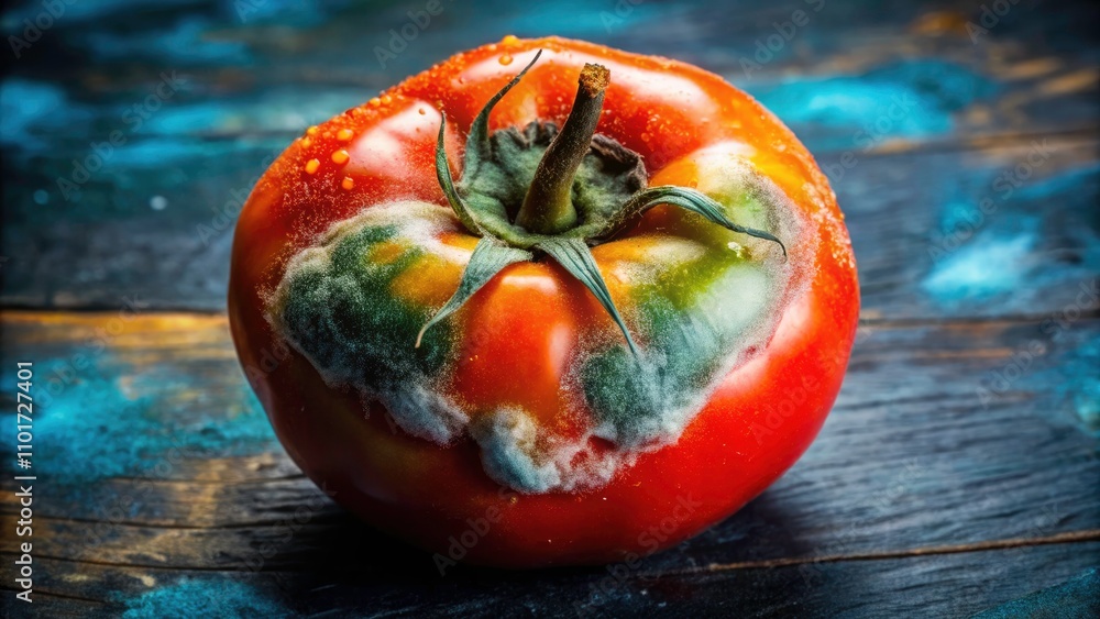 Aerial View of Rotating Rotten Tomato with Mold - Macro Photography of ...