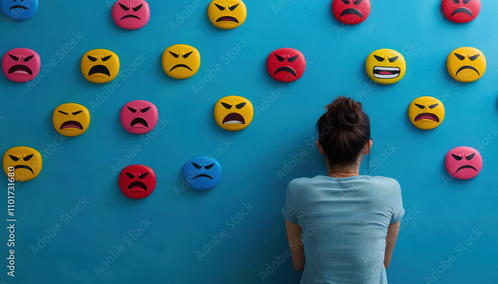 Cyber Bullying Abuse Awareness Support Concept. A person stands with ...