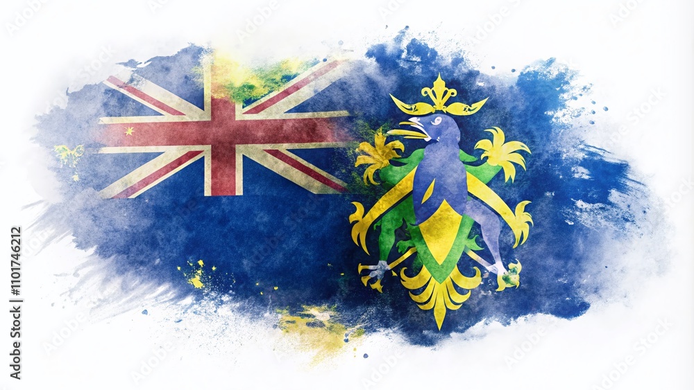 Grunge Brush Stroke Art Featuring the National Flag of Pitcairn Islands ...