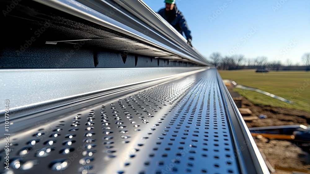 Modern Aluminum Gutter System With Perforated Drainage Stock ...