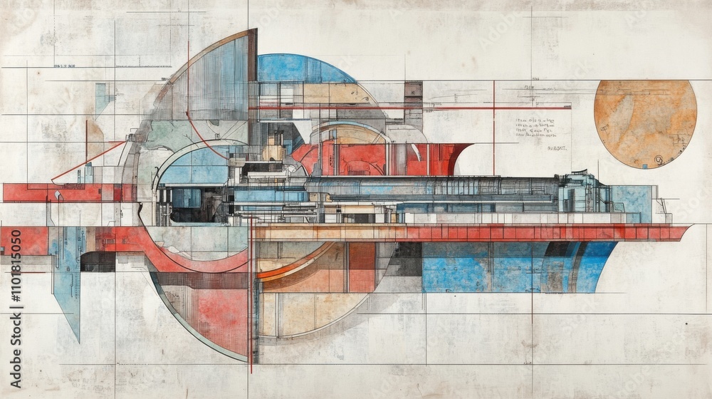 Industrial-themed chart with detailed cross-sections, Stock ...