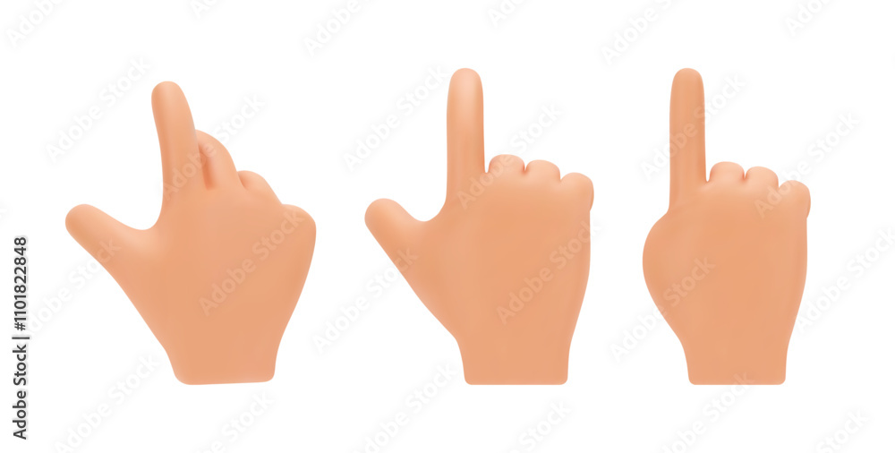 Non verbal communication, isolated set of hands showing index finger ...