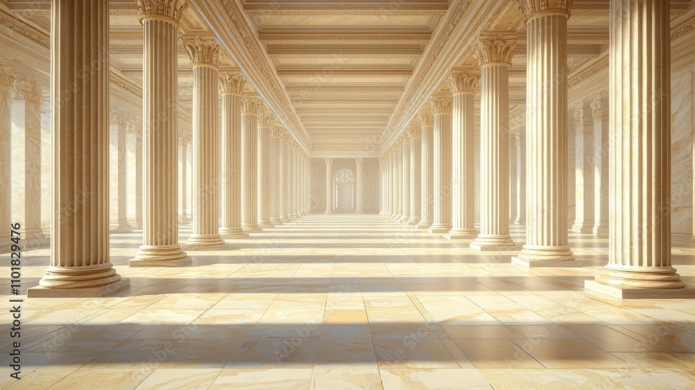 Majestic columns in an ancient hall architectural serene environment ...