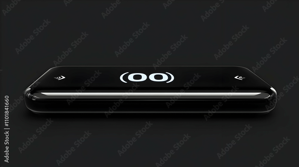 Sleek Black Device with Minimalist Display; Modern Technology Shows ...