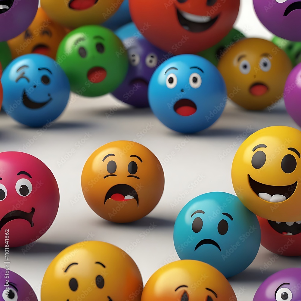 Colorful Emojis: A Spectrum of Emotions Stock Illustration | Adobe Stock
