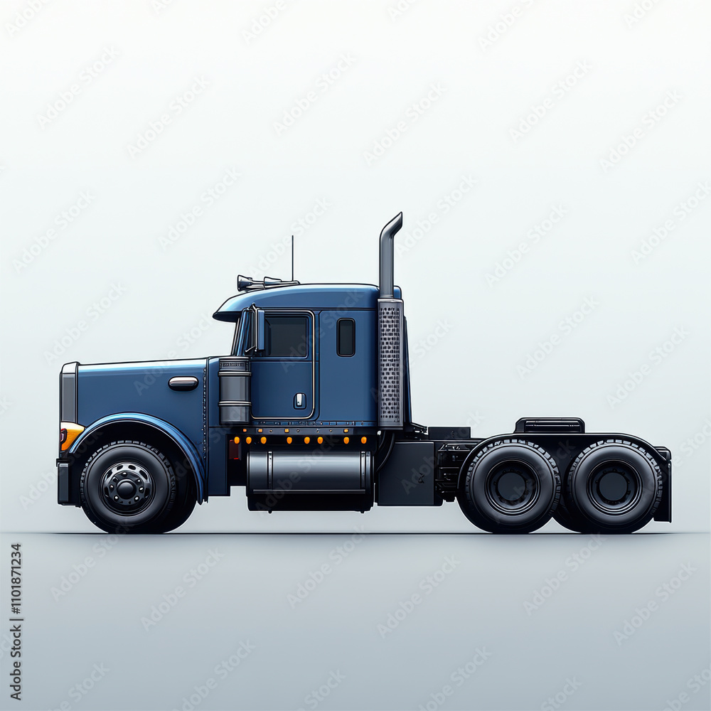 navy blue truck seen from side, showcasing its sleek design and ...