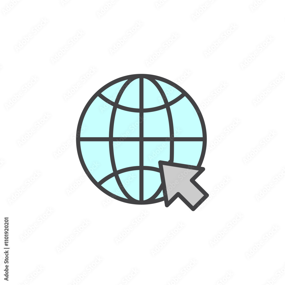 Website globe icon in colored version Stock Vector | Adobe Stock