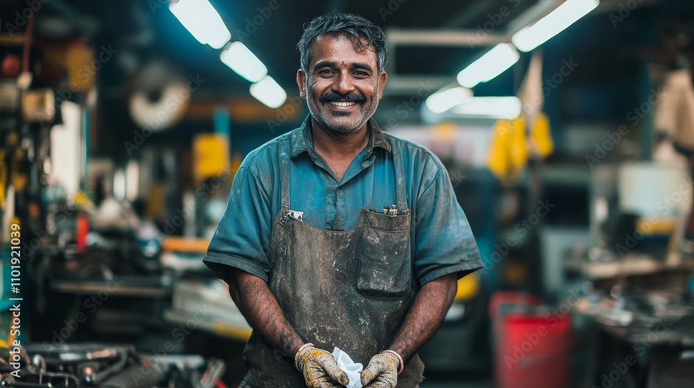 Portrait of Indian mechanic in Pune garage after car repair Stock Photo ...
