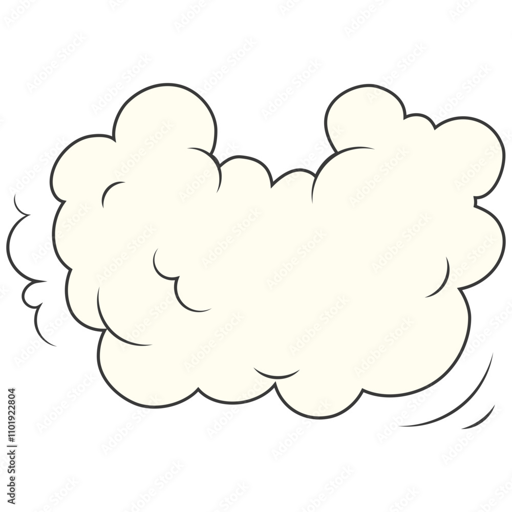 Speed cloud comic. Cartoon fast motion clouds vector set. Hand drawn ...