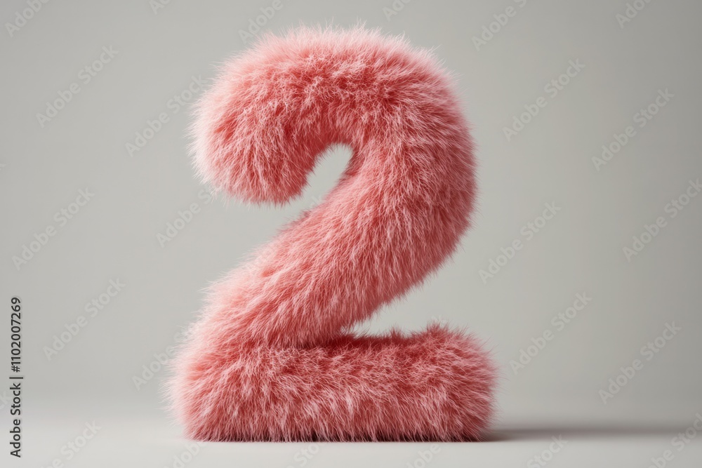 3d hairy fluffy font number 2, furry alphabet, pink number 2, two ...