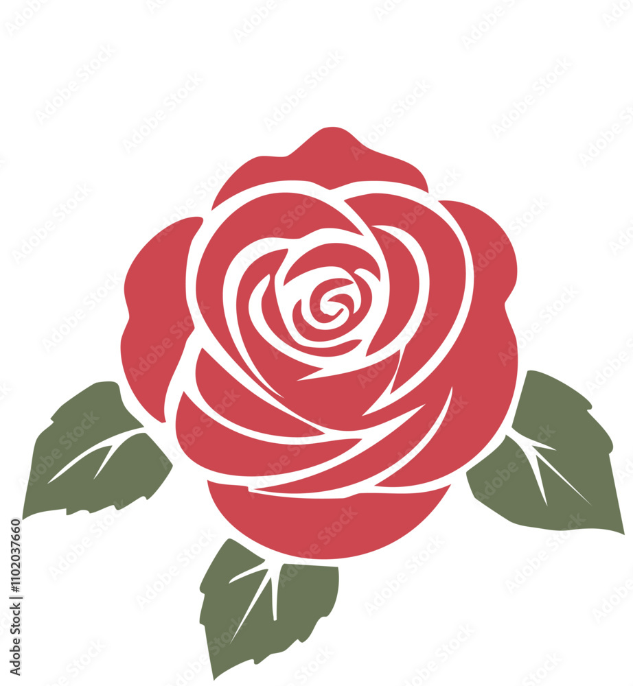 Red Rose Illustration, a stylized illustration of a red rose. The rose ...