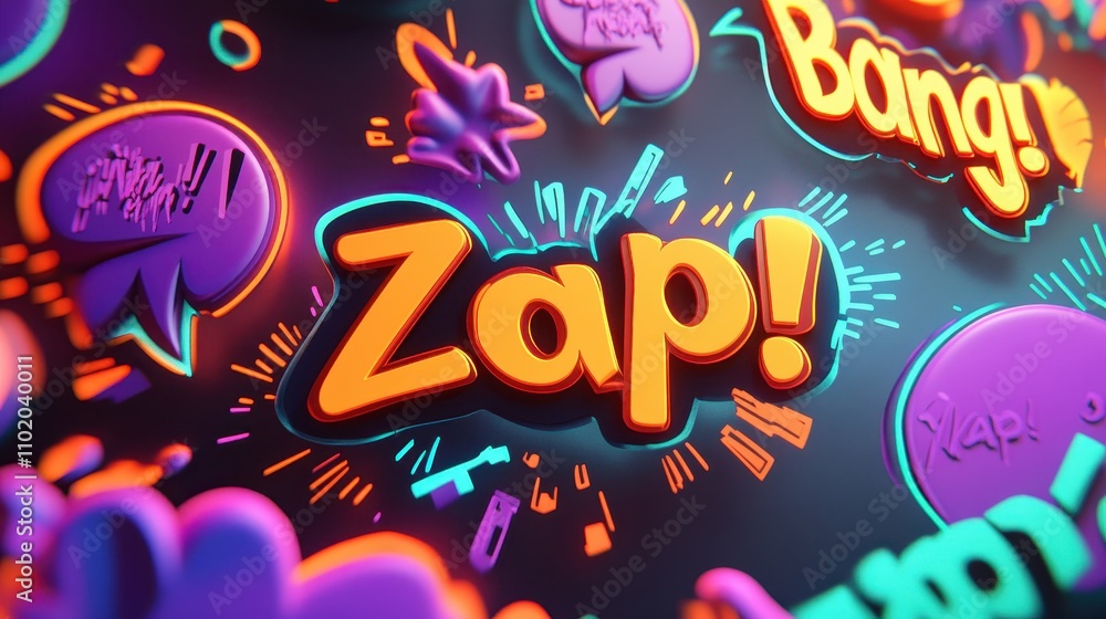 Dynamic comic bubbles and glowing light effects define this chic ...
