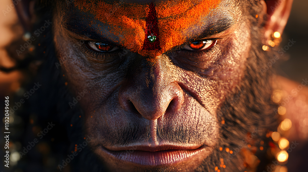 Lord Hanuman Ji with His Body Covered in Orange Sindoor – A Powerful ...