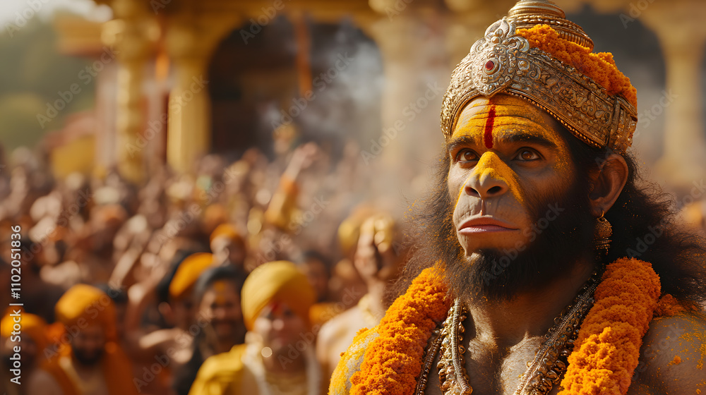 Lord Hanuman Ji with His Body Covered in Orange Sindoor – A Powerful ...