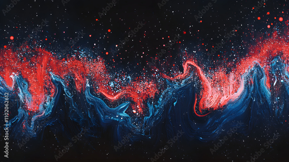 Fireworks Border for Fourth of July with Red and Blue Stars and Sparks ...