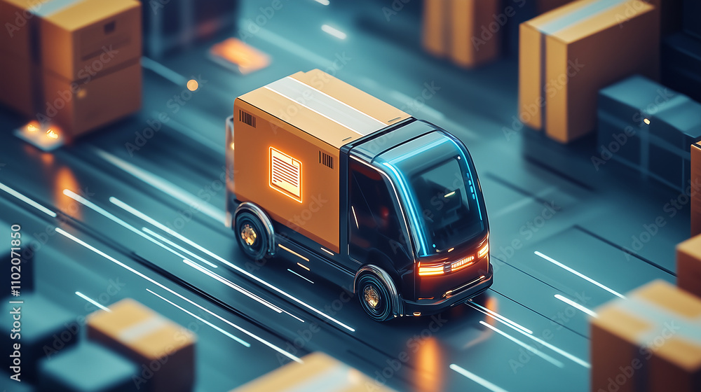 Isometric delivery concept illustrating an autonomous vehicle designed ...