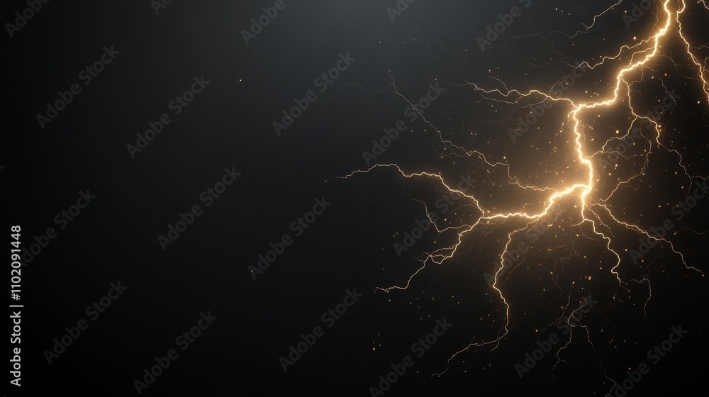 A single lightning bolt striking in the center of an all-black ...