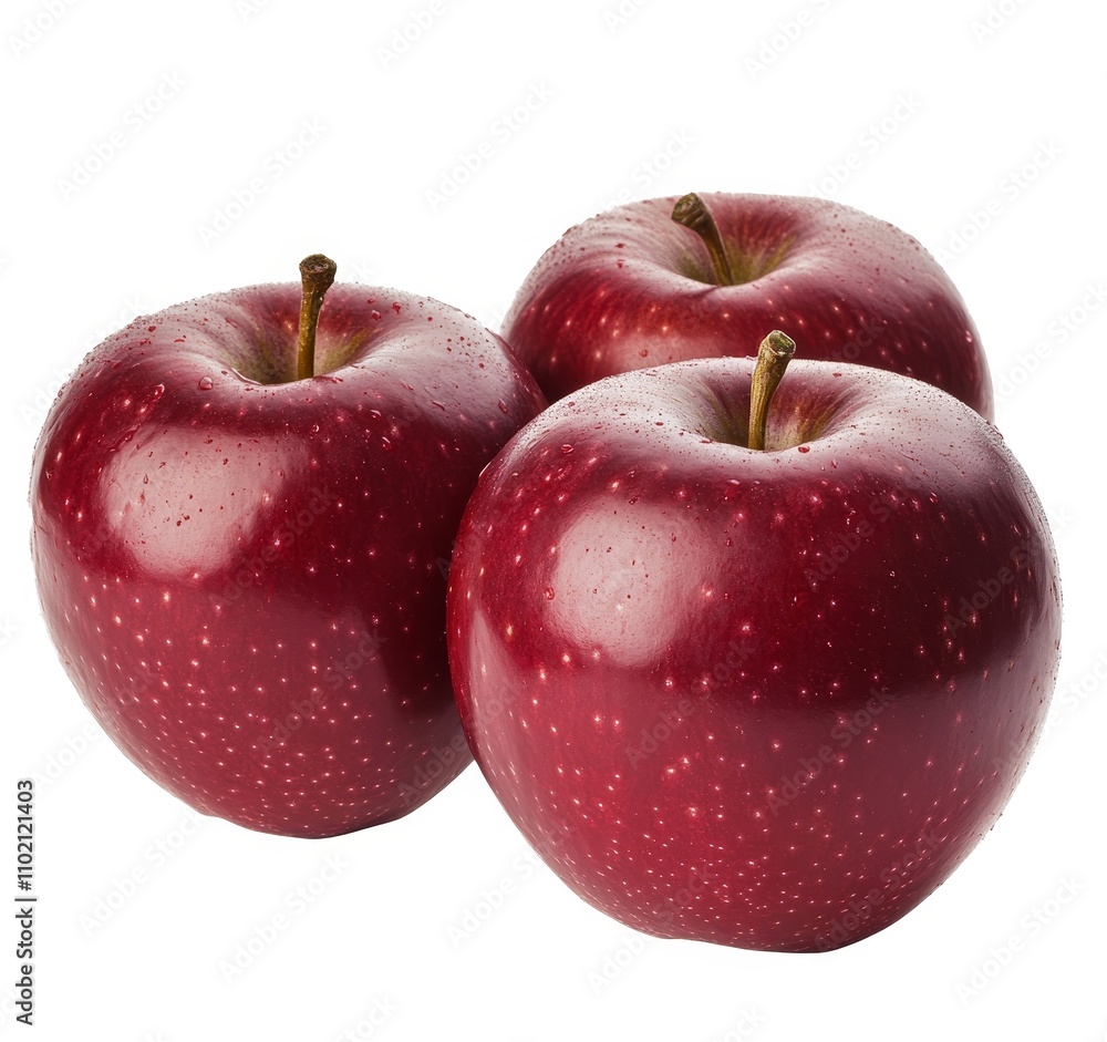 3 red apples on a white background, high-resolution photography ...