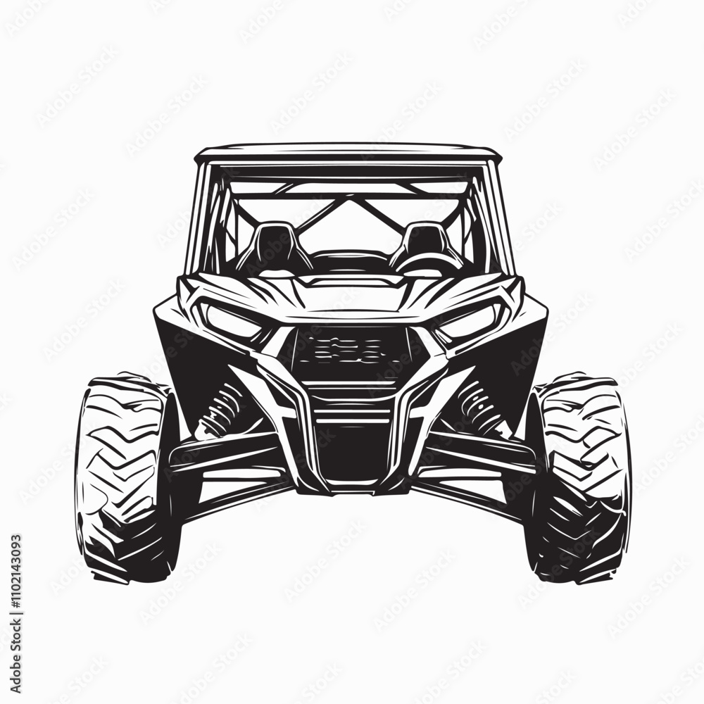 off road adventure utv buggy vector. black and white utv buggy image ...