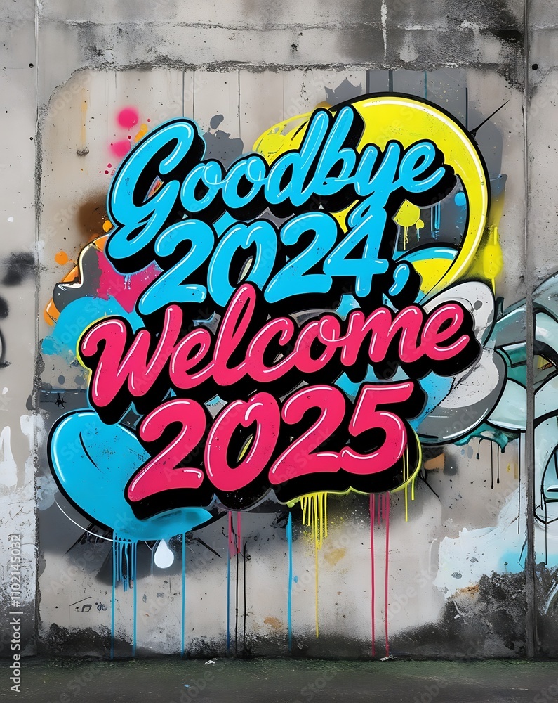 Goodbye 2024 Welcome 2025 Graffiti Art Stock Illustration | Adobe Stock