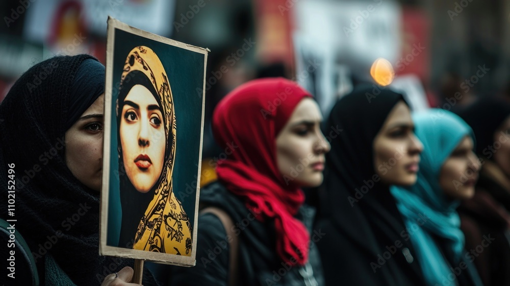 Campaign posters and activists rallying for human rights, with powerful ...
