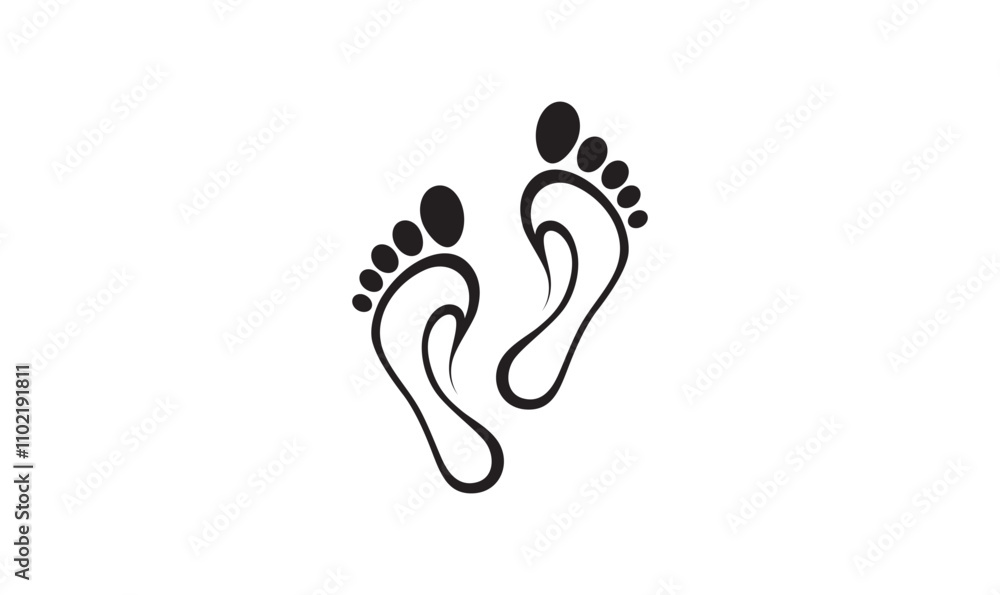 Human Footprints outline, foot outline drawing, footsteps, vector ...
