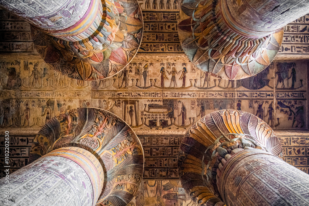 Photo Stock Restoration Of The Ceiling Of Egypt s Temple Of Esna Has Photo Stock Restoration Of The Ceiling Of Egypt s Temple Of Esna Has