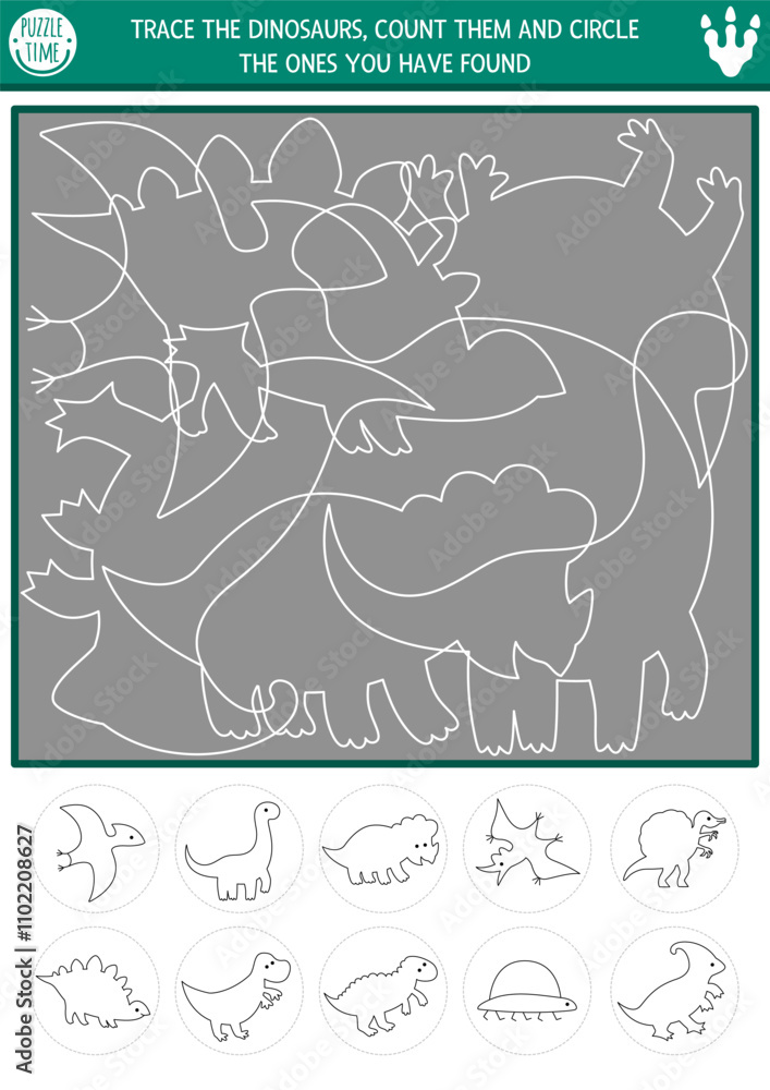 Dinosaur tracing, shape and line recognition activity with ancient ...