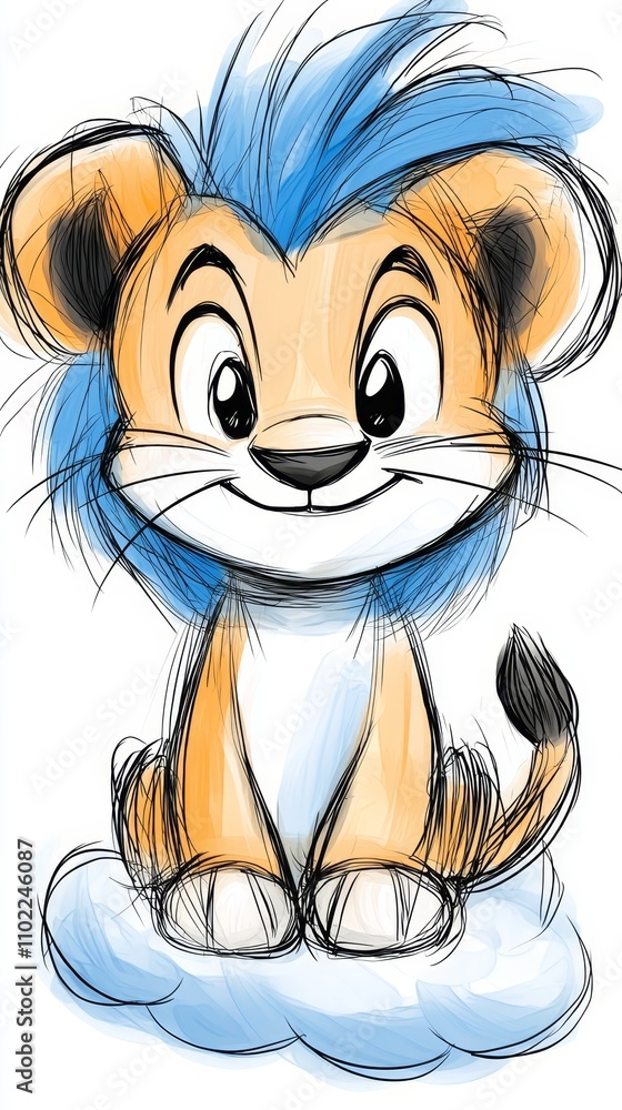 a cartoon drawing of Simba from The Lion King, with a white background ...