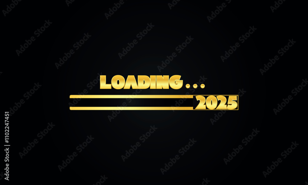 Loading 2025, Upcoming 2025, New Year, Black Gold Background Stock ...