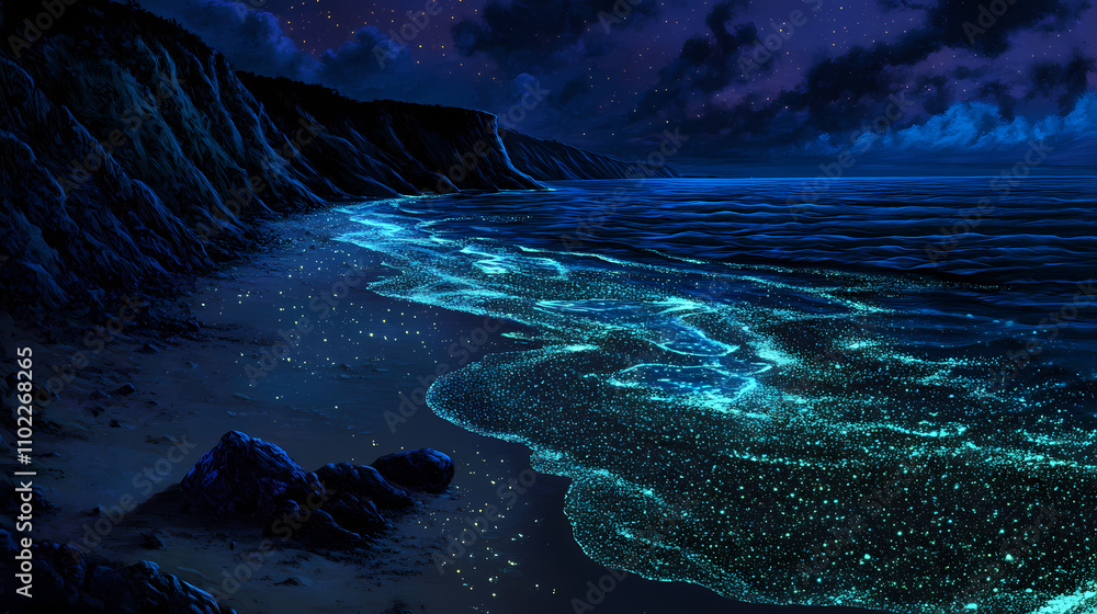 Create a surrealistic painting of a beach where the sand is made of ...