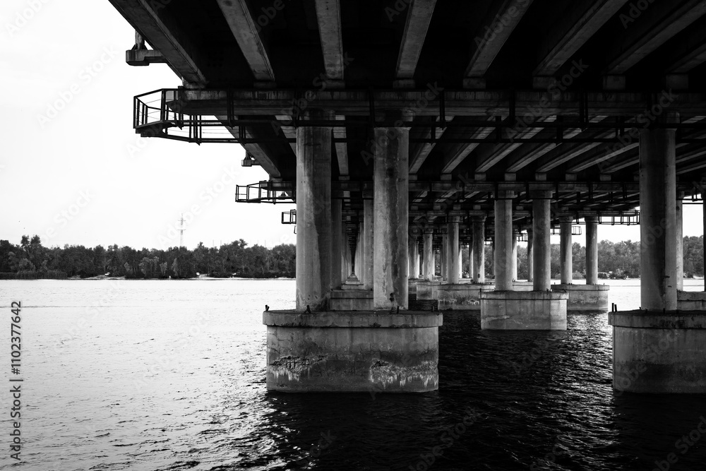 Nature meets industrialization, urban planning, piles that hold the ...