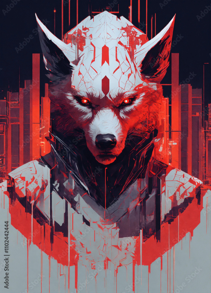 Ilustración de Stock Dark Illustration of a skinwalker, cyberpunk ...