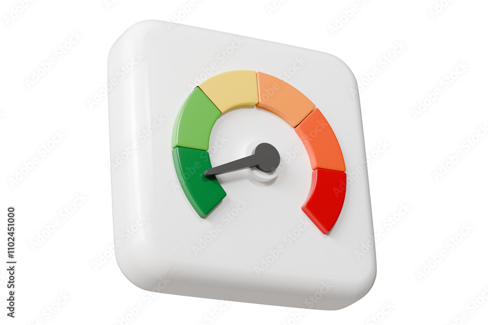 3d Speedometer icon. Minimal Status Speedometer with arrow scale gauge ...