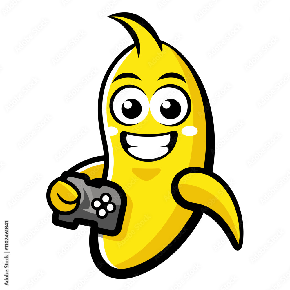 Banana Mascot Logo with Coffee, Glasses, Book, Gaming Controller, Paint ...