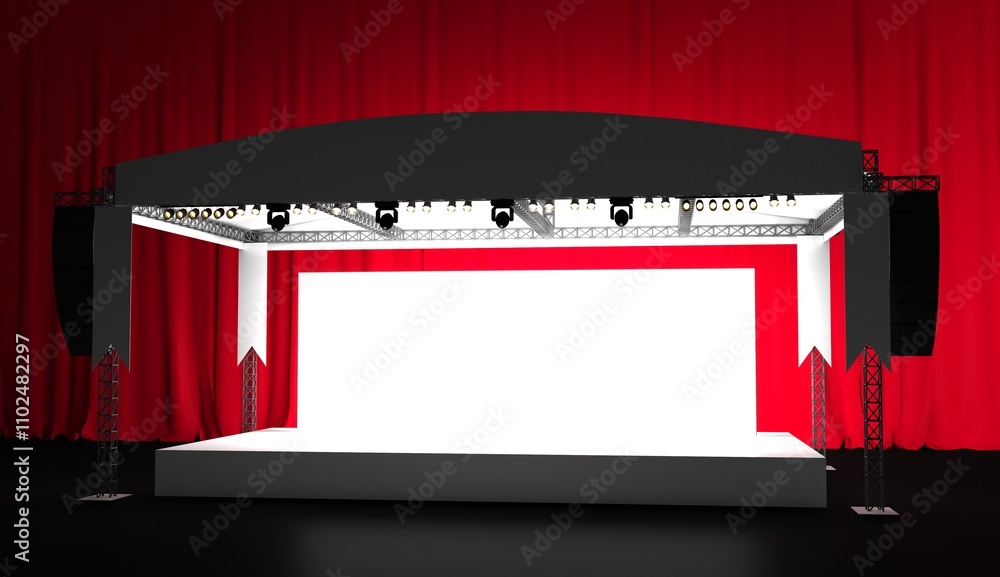 Stock-Illustration „Stage rigging truss system with blank backdrop ...