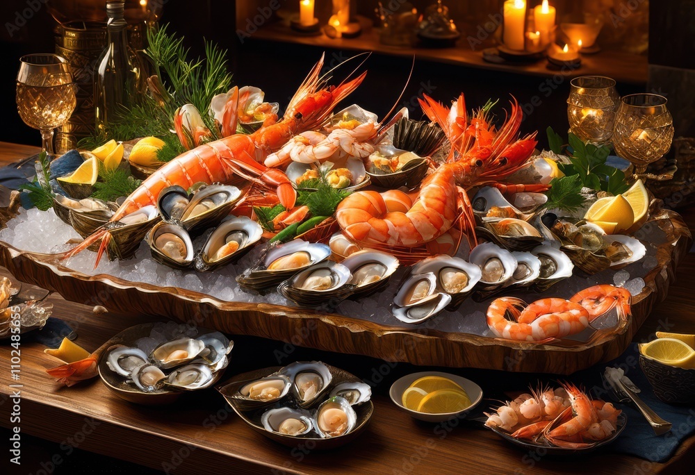 stunning display vibrant seafood featuring variety shellfish fish ...
