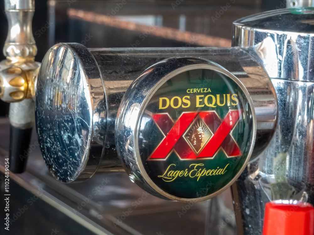 Los Cabos, B.C.S., Mexico. Nov 22, 2024. A close-up shot of a Dos Equis ...