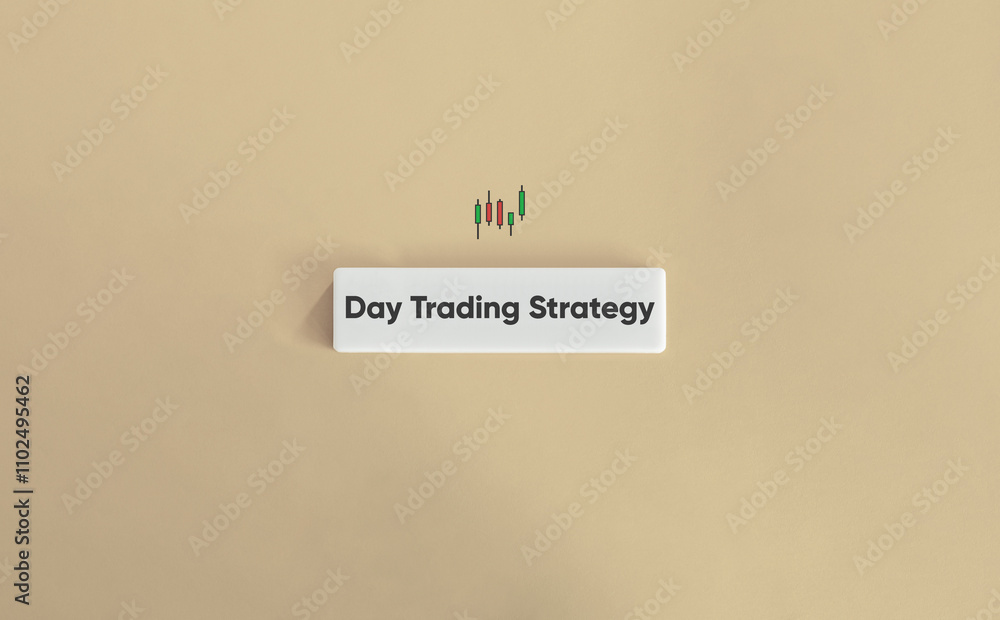 Day Trading Strategy. Candlestick Chart and Text on Block Letter Tile ...