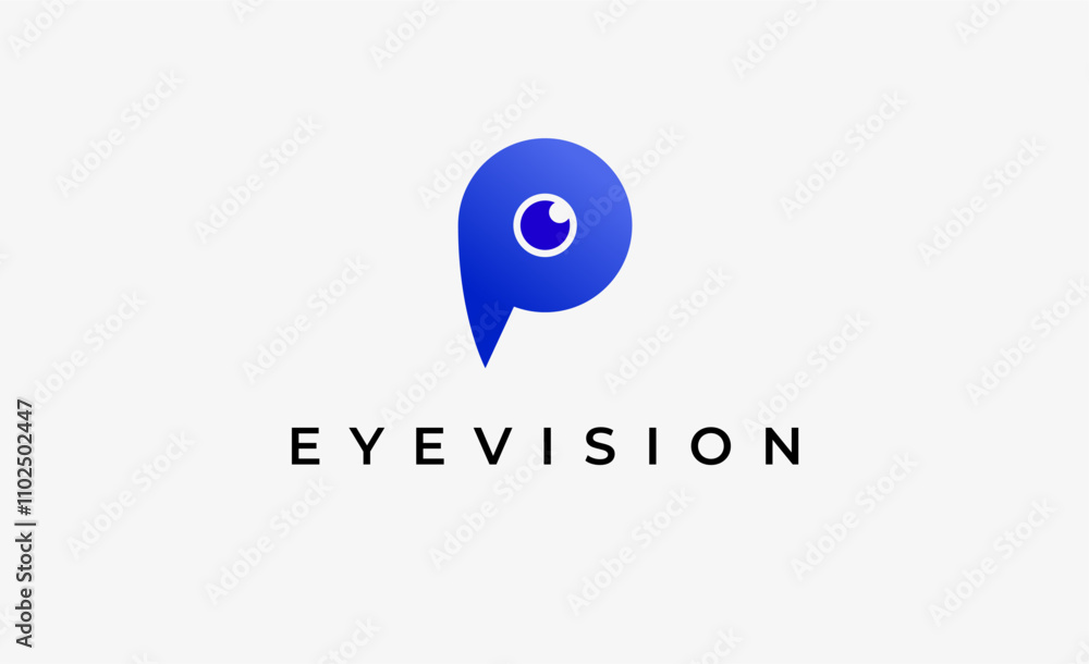 Logo Letter P and Eye Vision. Digital, visual with modern and ...