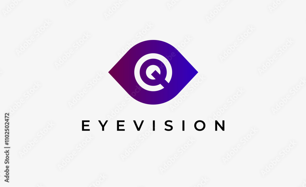 Logo Letter Q and Eye Vision. Digital, visual with modern and ...