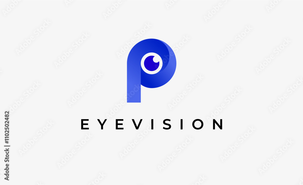 Logo Letter P and Eye Vision. Digital, visual with modern and ...