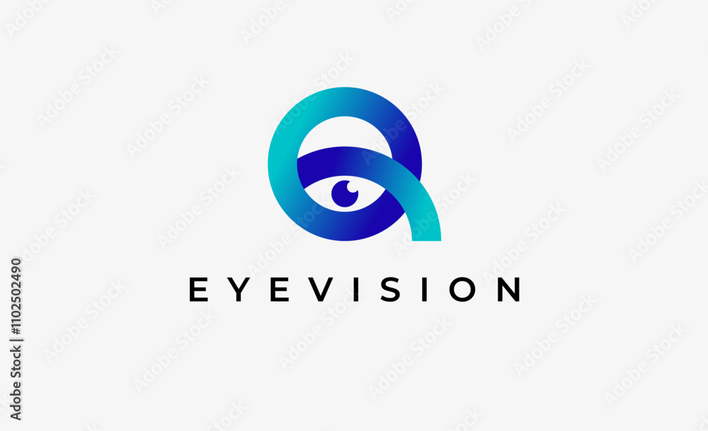 Logo Letter Q and Eye Vision. Digital, visual with modern and ...