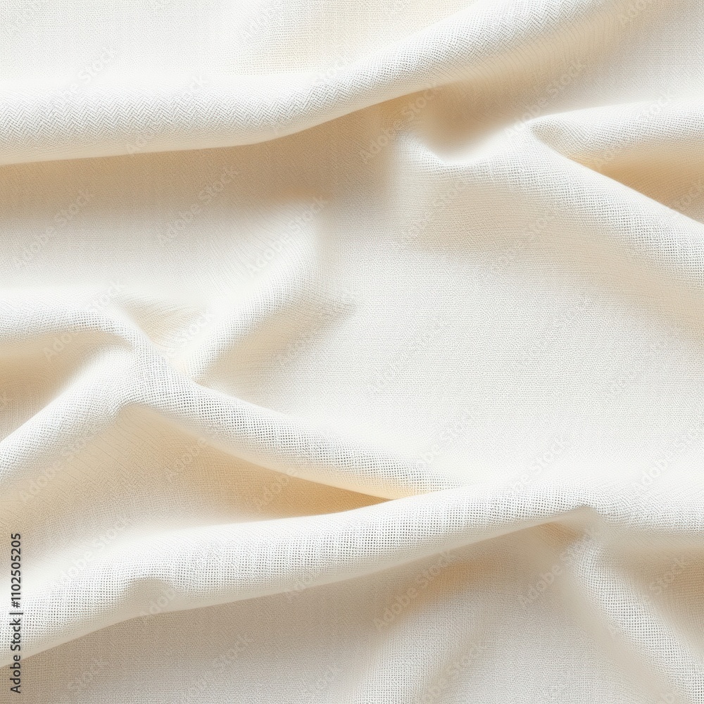 Natural linen fabric woven in a herringbone pattern with an intricate ...