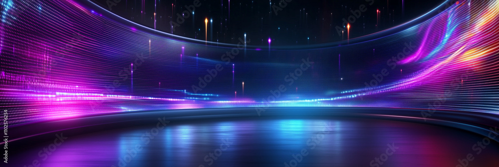 Authentic concave LED display for a wall or platform. Large TV display ...