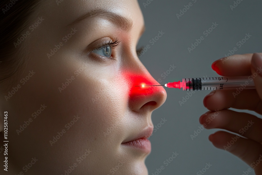 Beautiful woman with smooth skin getting Botox treatment, close up of ...