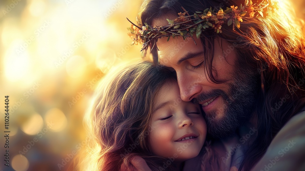 Jesus Christ embracing a child, a tender moment of love and faith ...