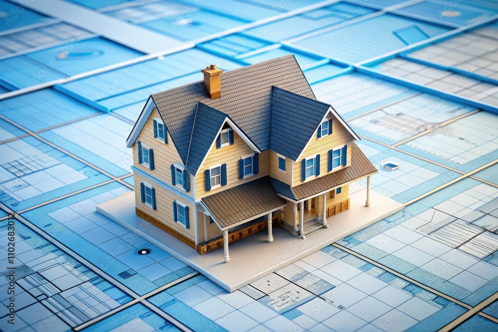 3D House Model Blueprint Architecture Floor Plan Design - Rule of ...
