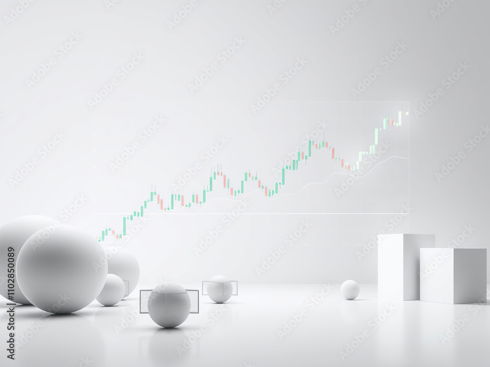 Forex chart on a minimalist background with geometric shapes, simple ...