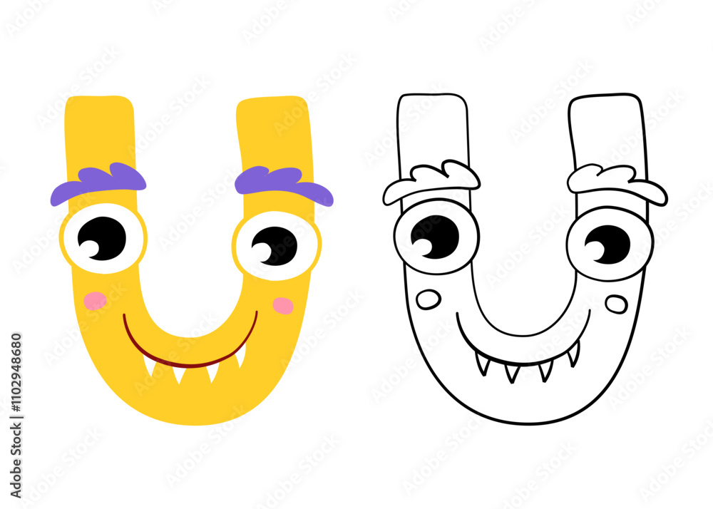 Vector cartoon illustration of monsters letter english alphabet. Color ...